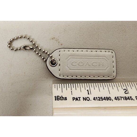 Coach | Bags | Coach Purse Hang Tag White Leather Silver Chain Fob ...